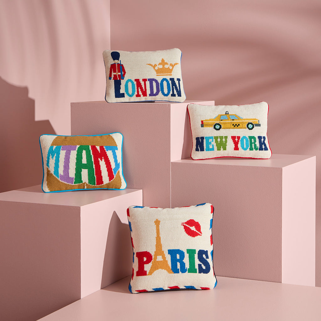 Jet Set Needlepoint New York Pillow | Jonathan Adler